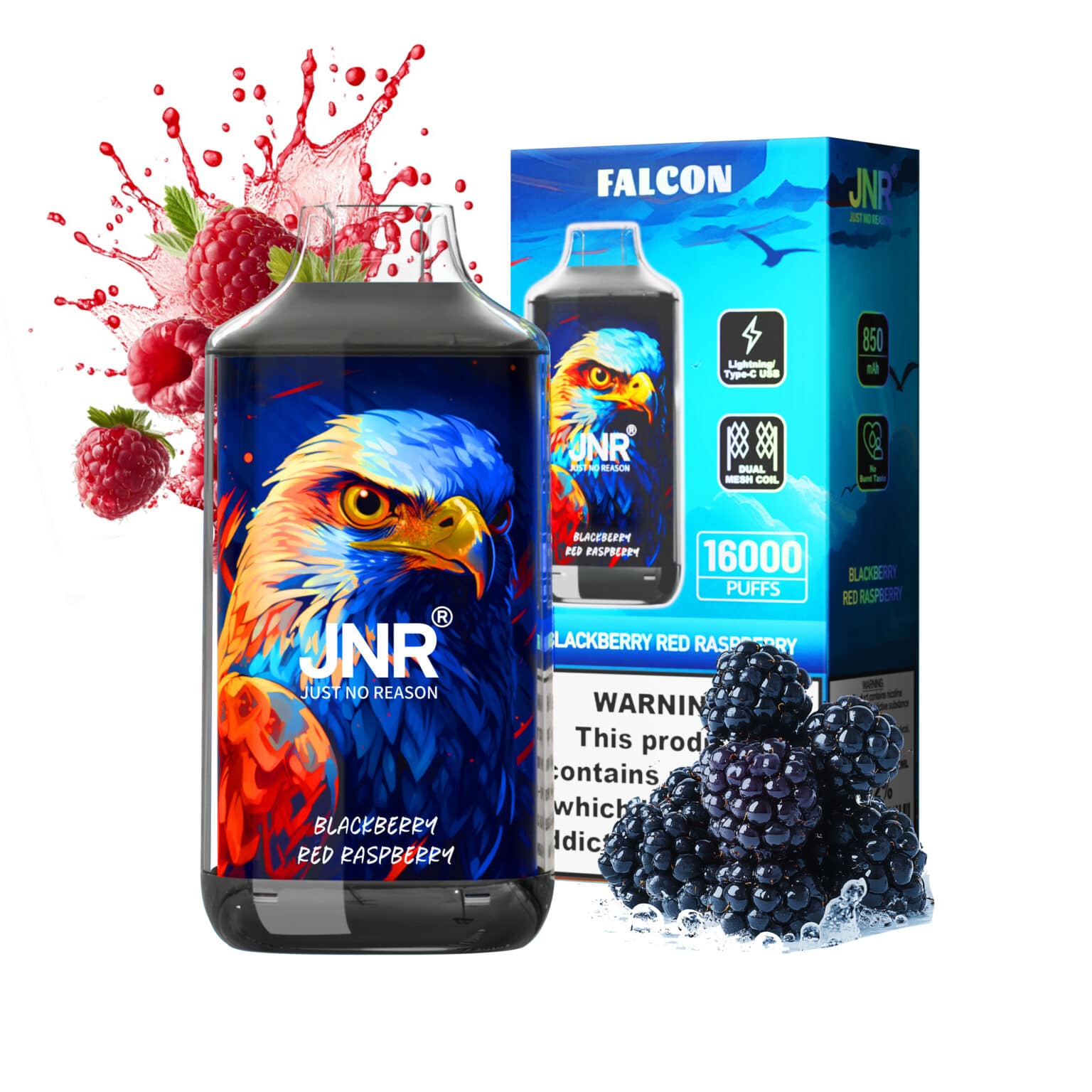 Blue Razz Ice Puff JNR Falcon 16k 16000 puffs Dual Mesh Coil - Stars Vape