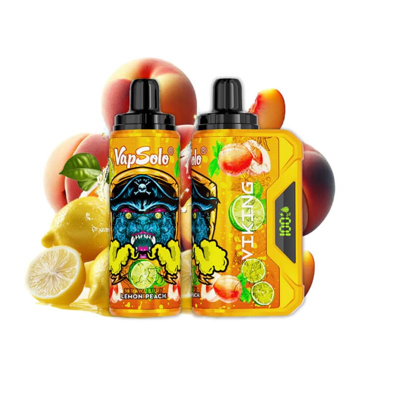 Lemon Peach Vapsolo Viking 12000 Puffs Mesh Coil Digital Box Vape 12K ...