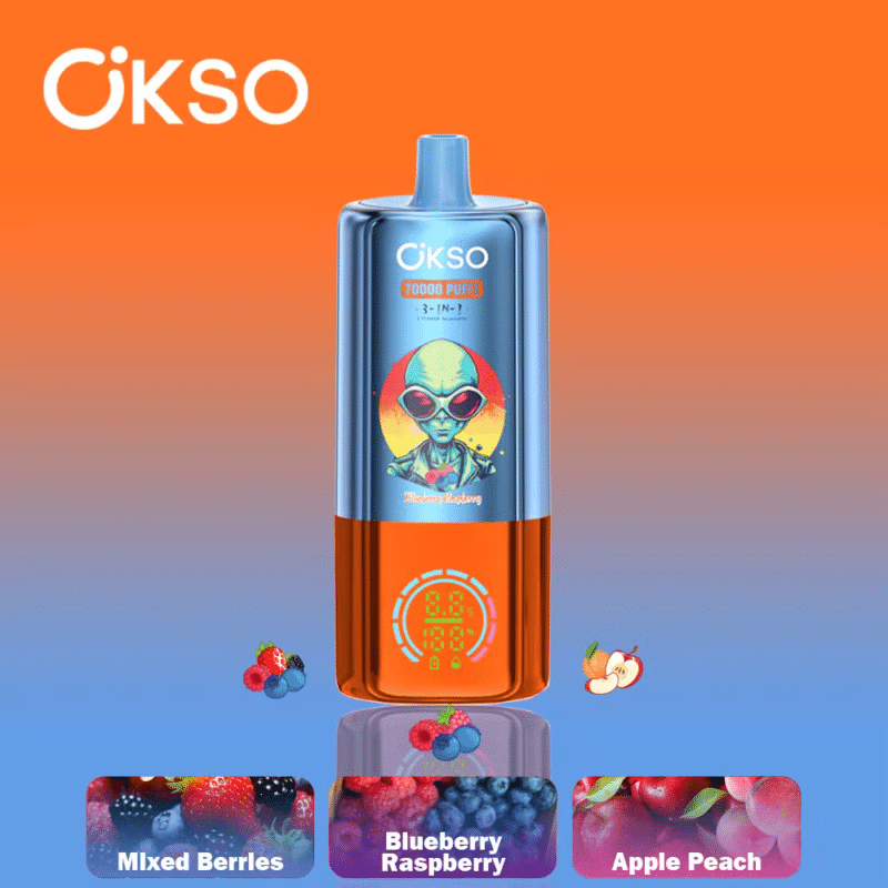 OKSO Triple Flavor 70000 Puffs Vape | Blueberry Raspberry Mixed Berries ...