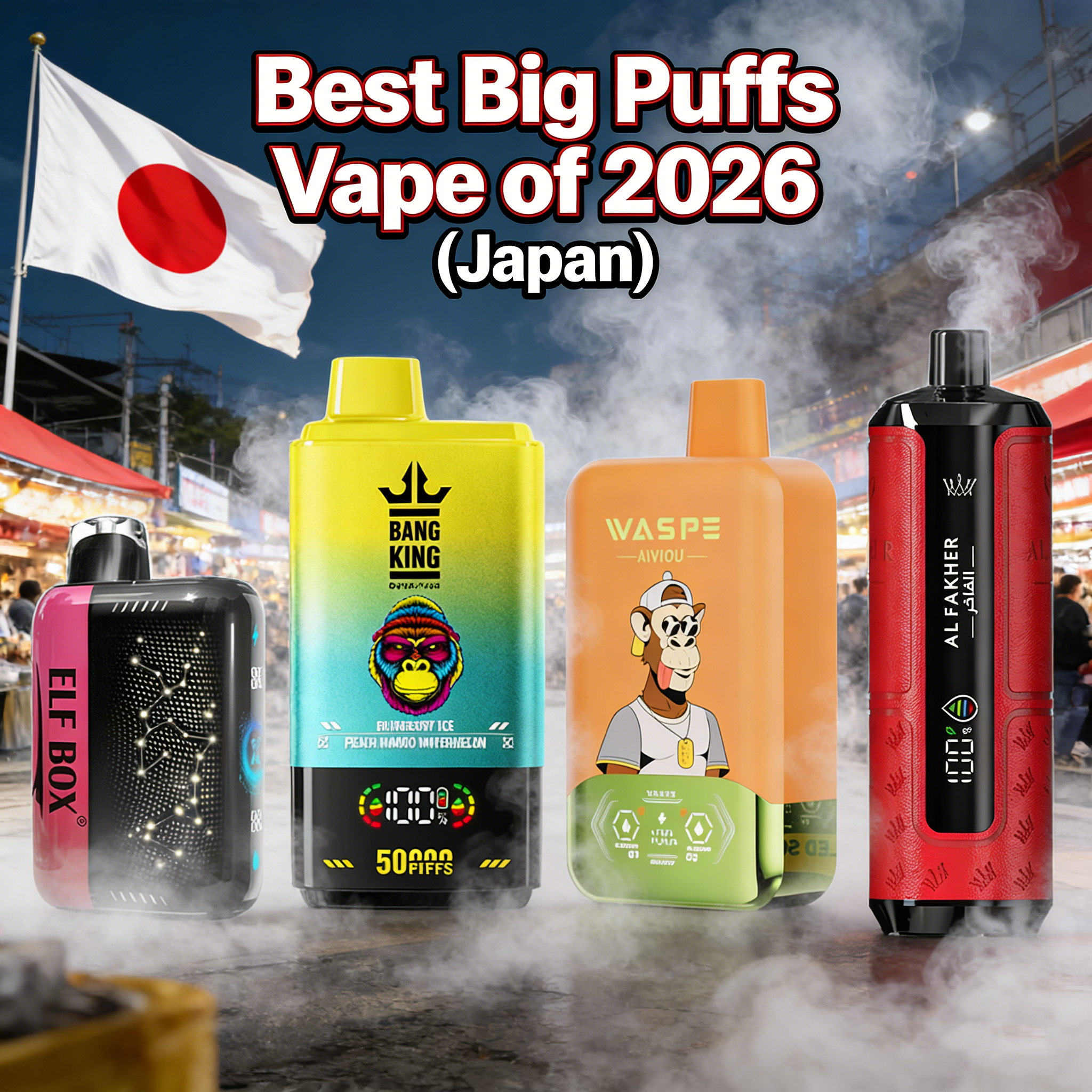 Beste Big Puffs Vape van 2026 in Japan | 40K–60K Wegwerp Vapes Gids